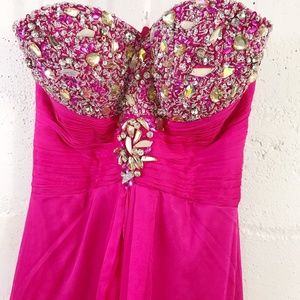 Riva Designs | Dresses | Riva Designs Fuscia Pink Beaded Chiffon Prom ...